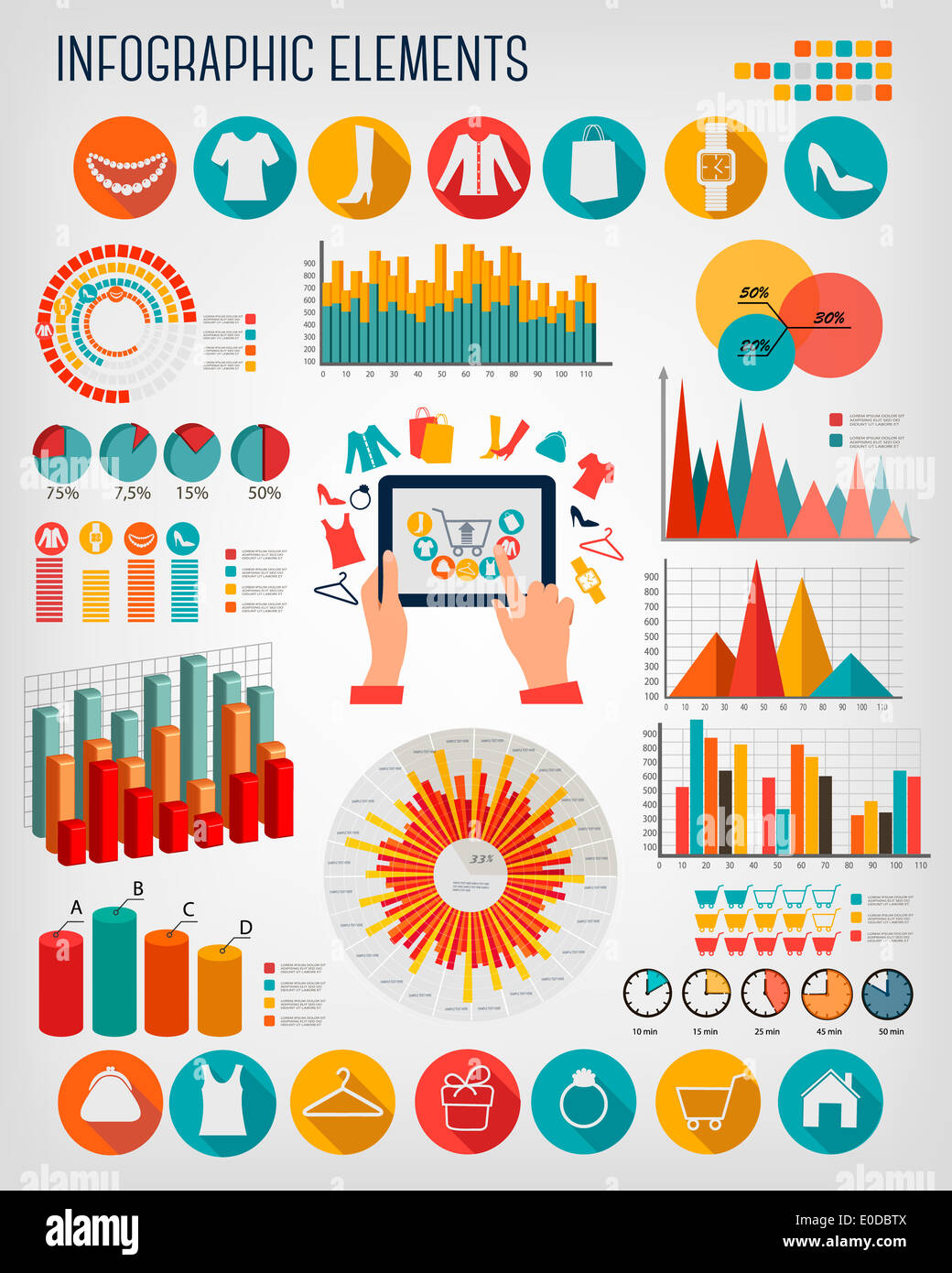 Big set of Shopping infographics elements. Vector Stock Photo - Alamy