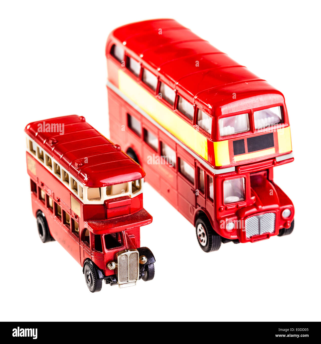 Two Classic London Bus model isolated over a white background Stock ...