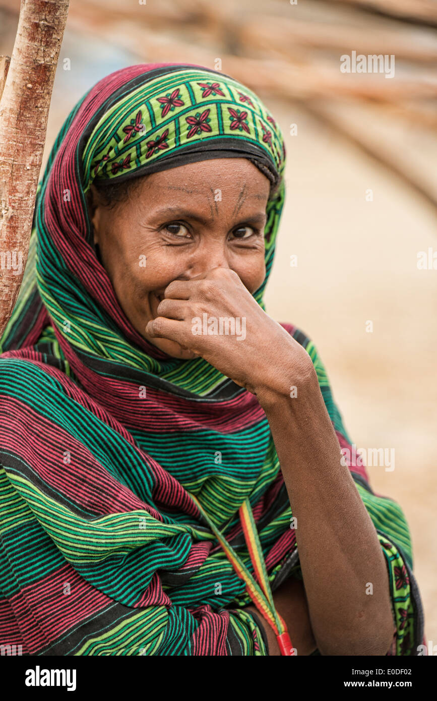Portrait of an Afar woman in the Danakil Depression, Ethiopia Stock ...