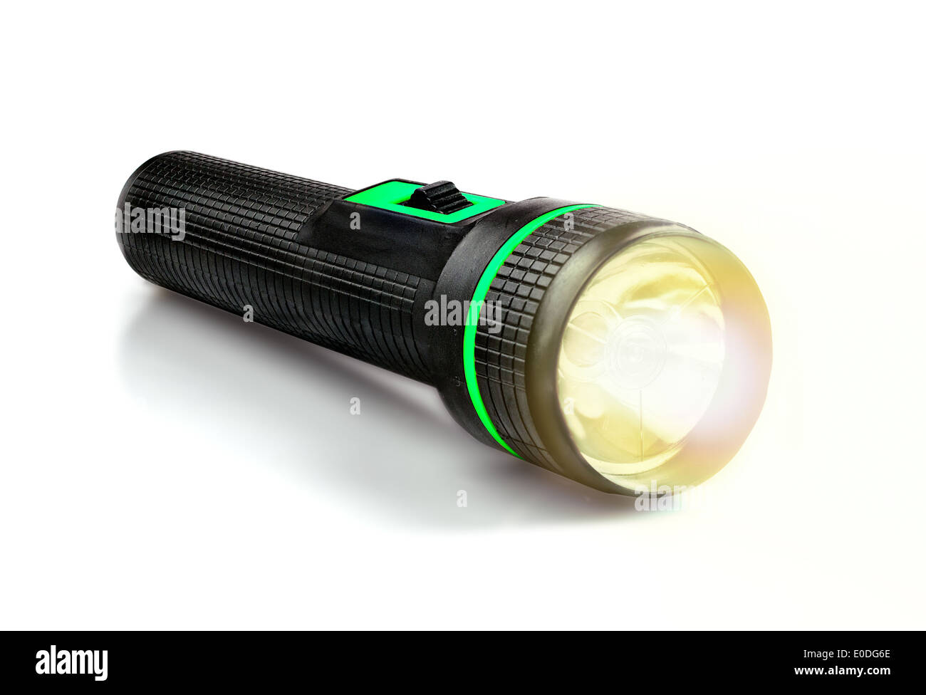 Light Beam from Electric flashlight, isolated on white background Stock ...