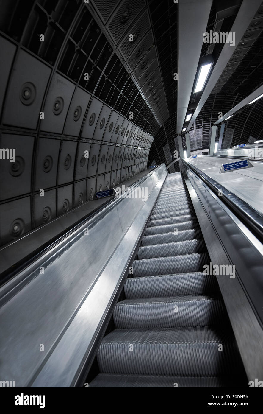 An escalator at Westminster Station on the London Underground, England ...