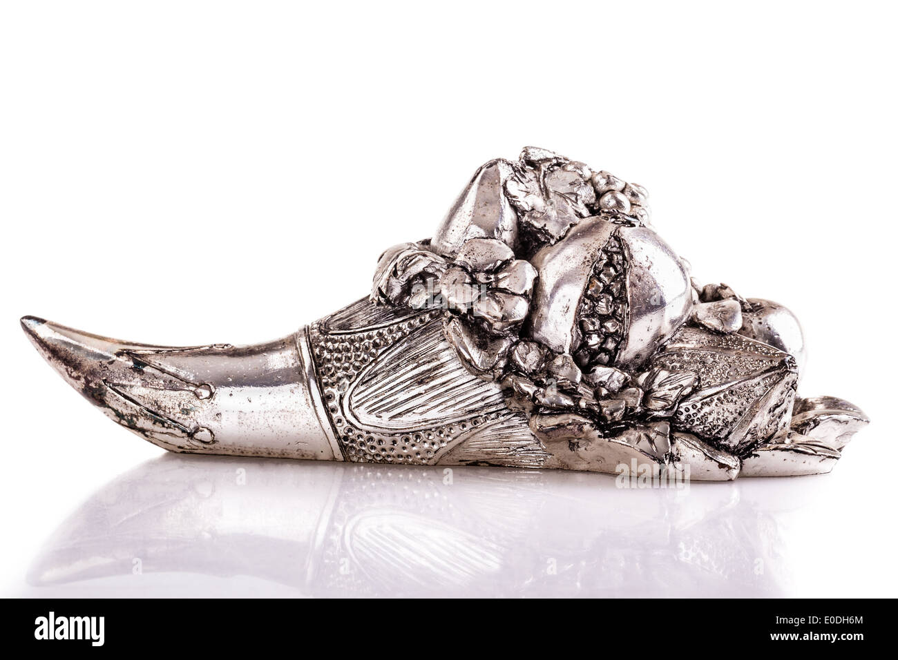 a silver cornucopia isolated over a white background Stock Photo - Alamy