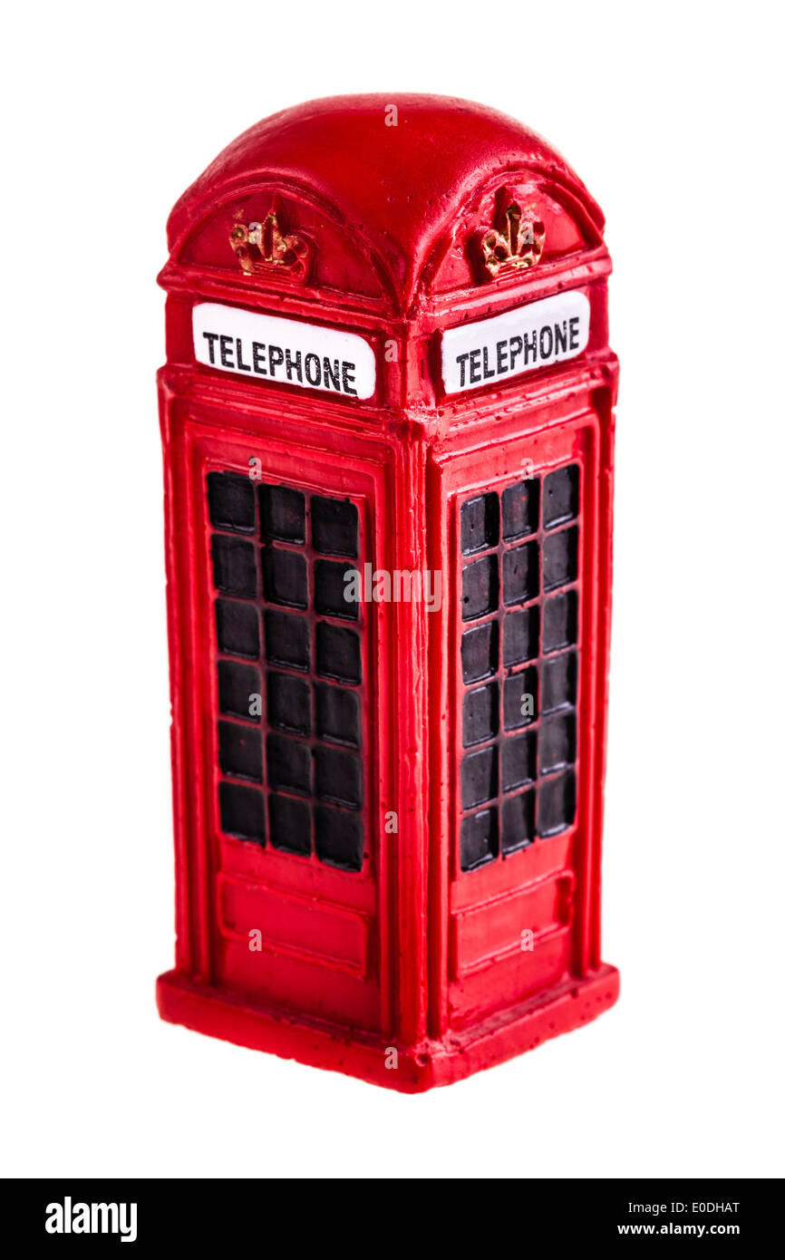 a typical red english phone booth isolated over a white background ...