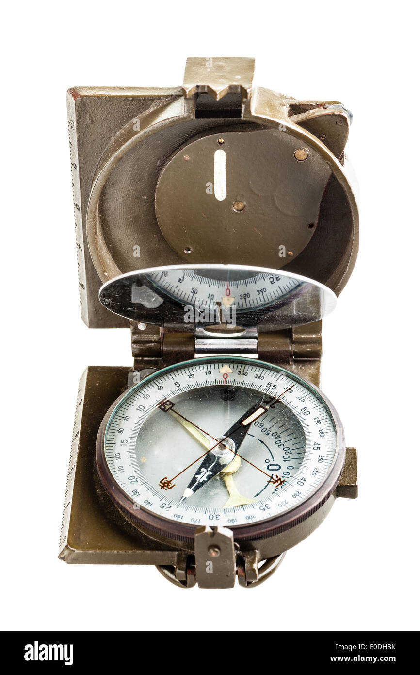 an old military chinese compass isolated over a white background Stock ...