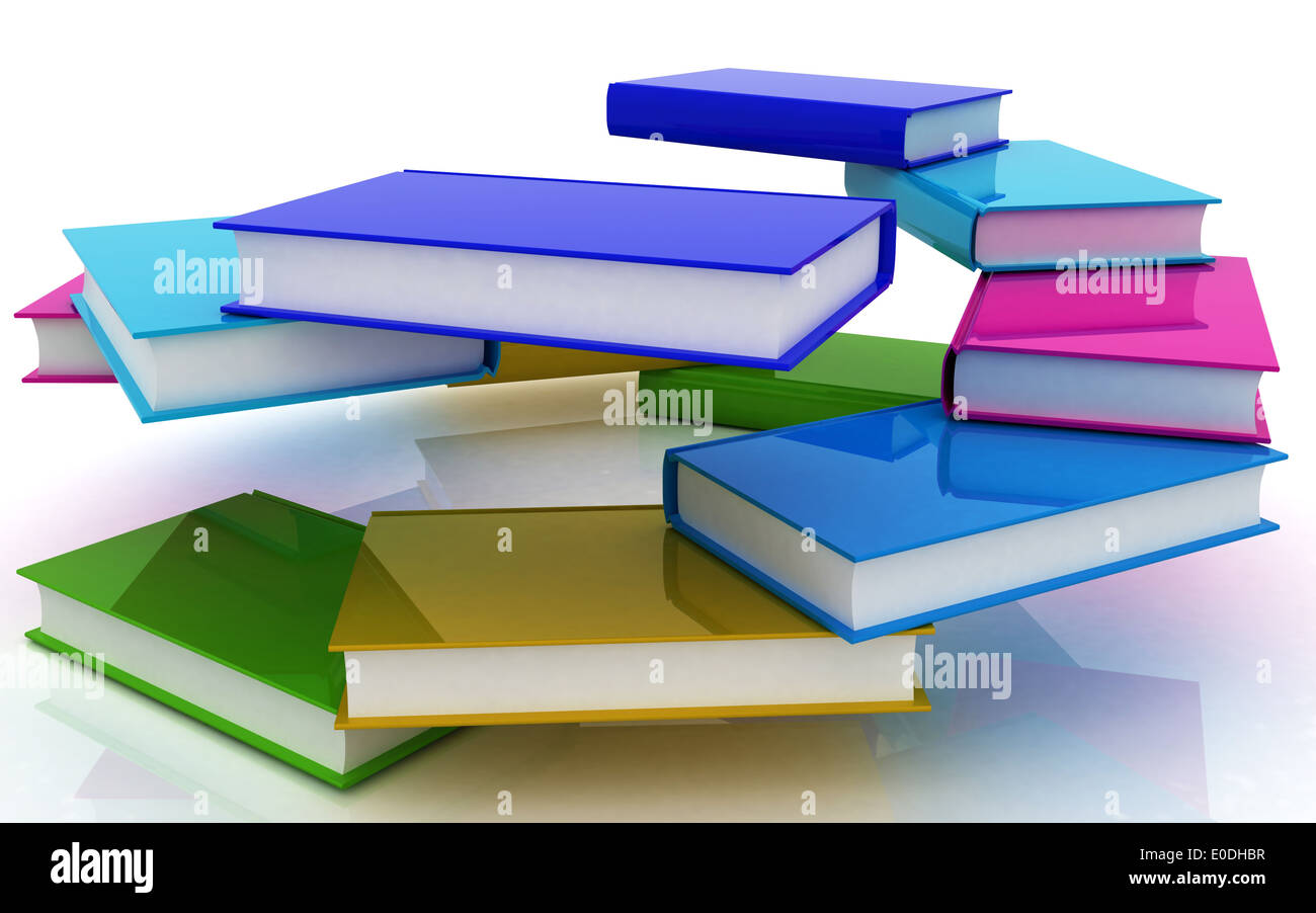 colorful real books on a white background Stock Photo - Alamy