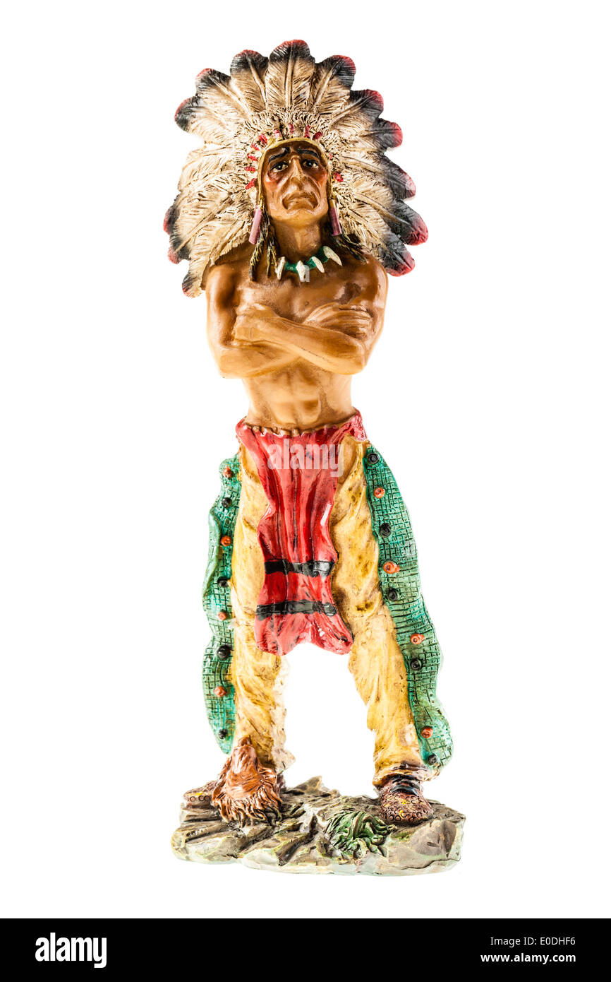 a small indian chief figurine isolated over a white background Stock ...