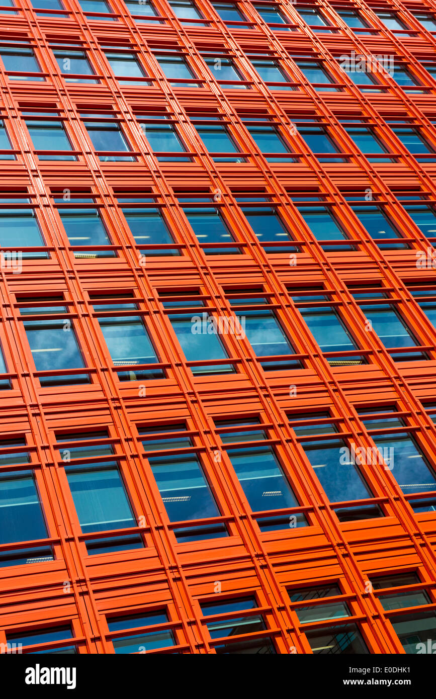 A bright orange facade on an office building at Central Saint Giles in ...