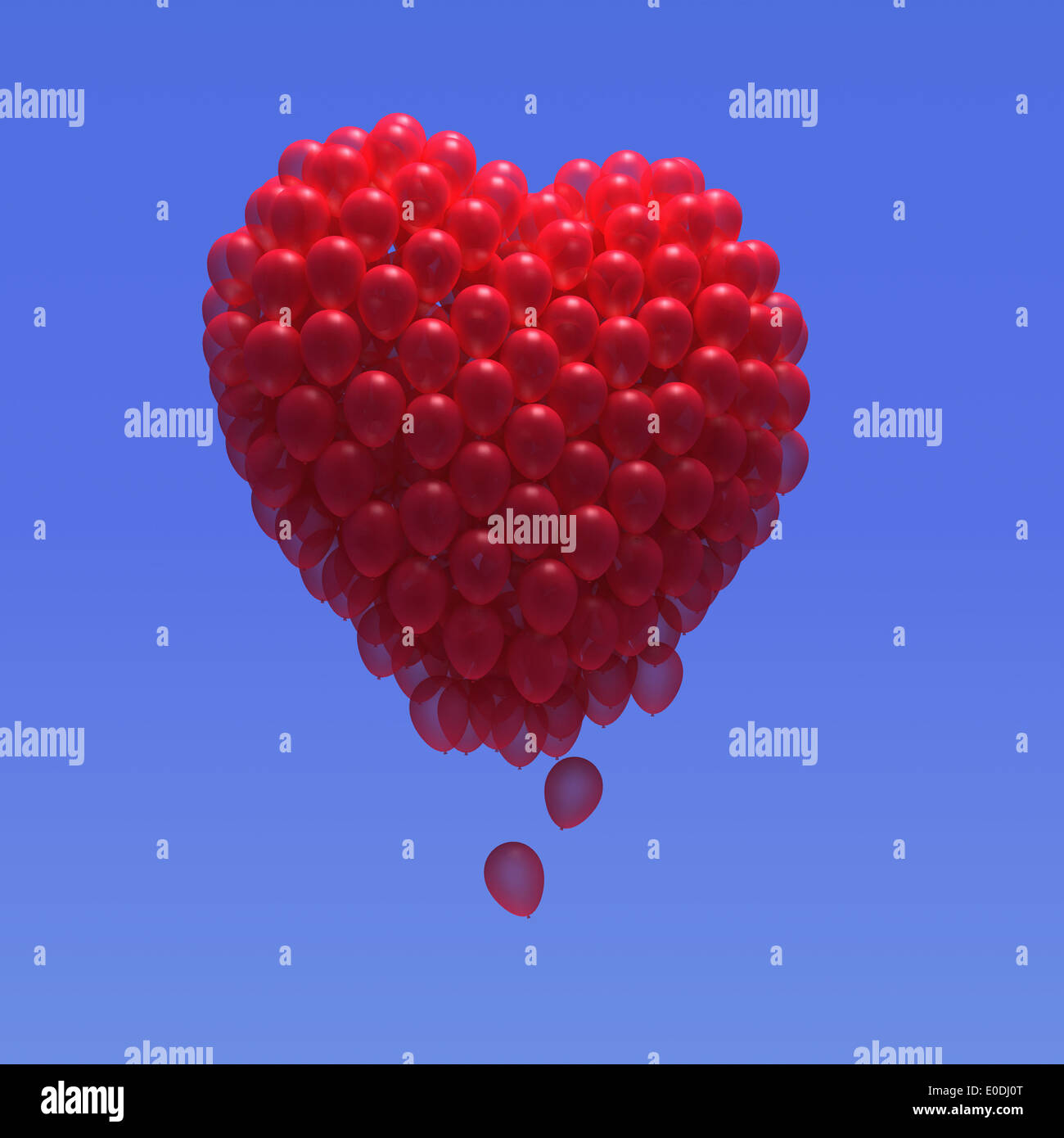 3d Red balloons floating in the sky in a heart formation Stock Photo - Alamy