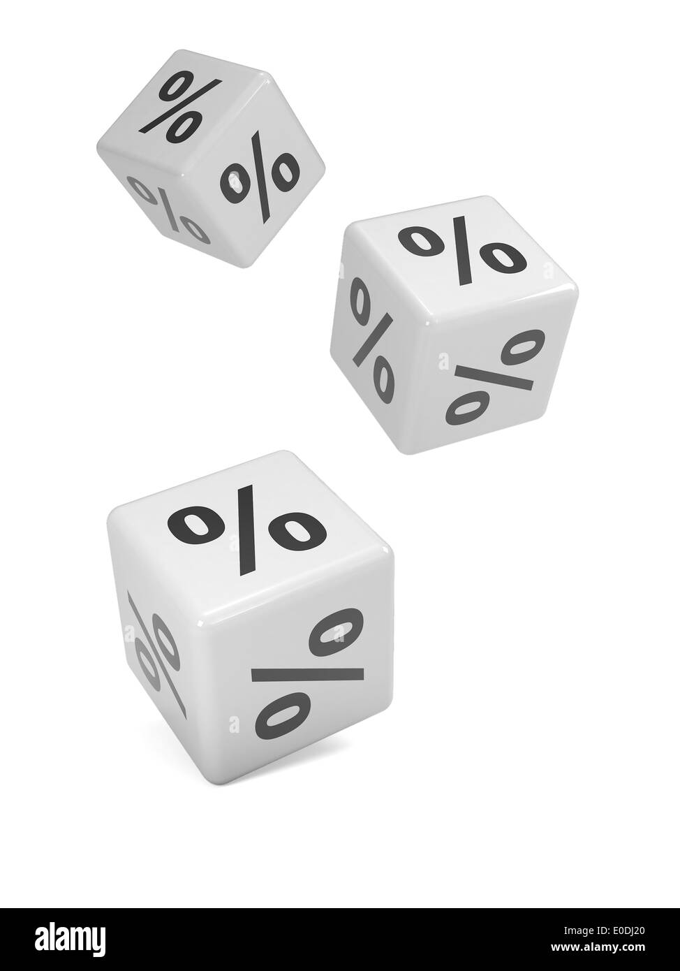 3d Three white dice marked with percent symbols Stock Photo - Alamy