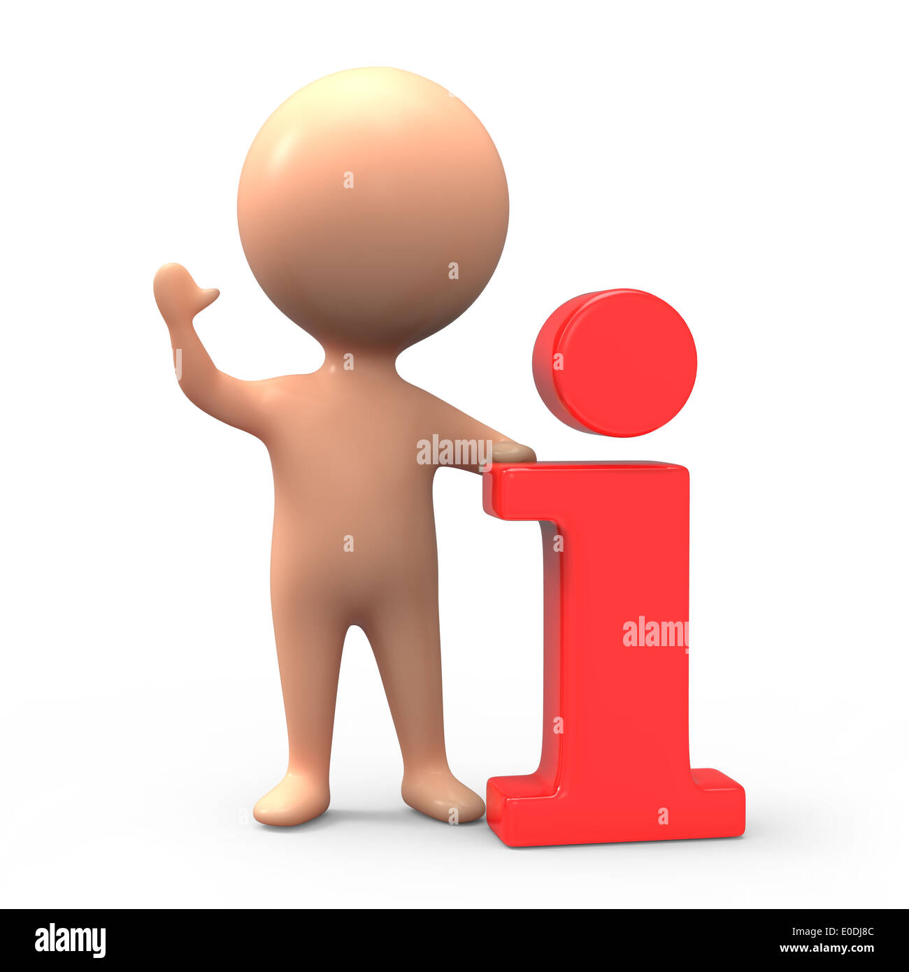 3d Little person waves standing next to an information symbol Stock ...