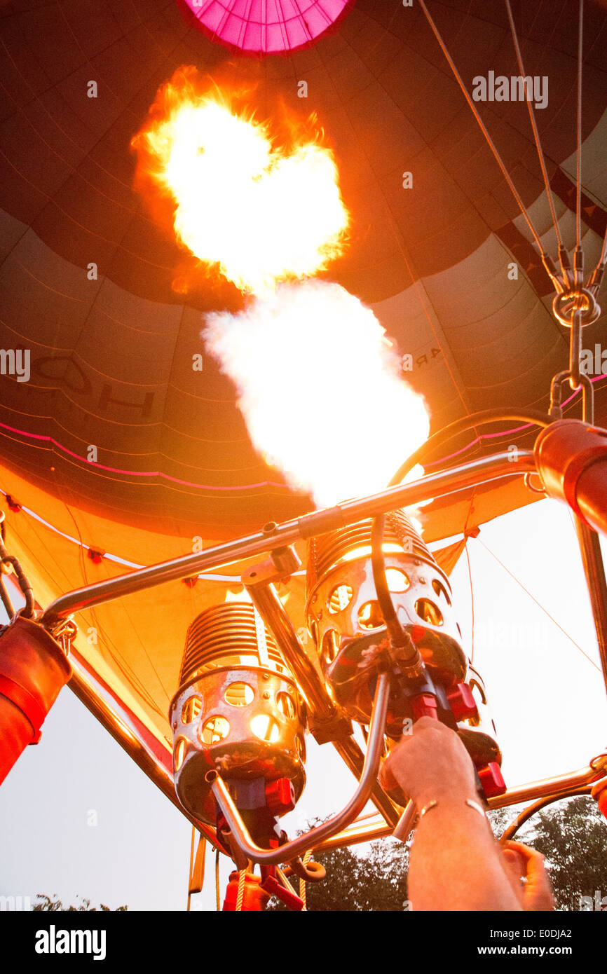 Jets of flame from the gas burner on a hot air balloon Stock Photo - Alamy