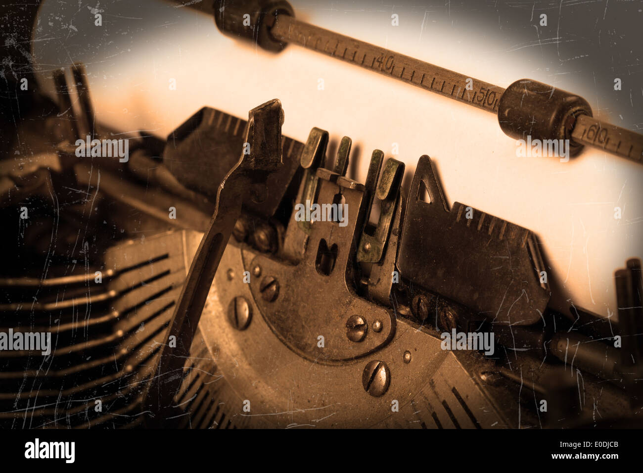 Close-up of an old typewriter with paper, vintage look Stock Photo - Alamy