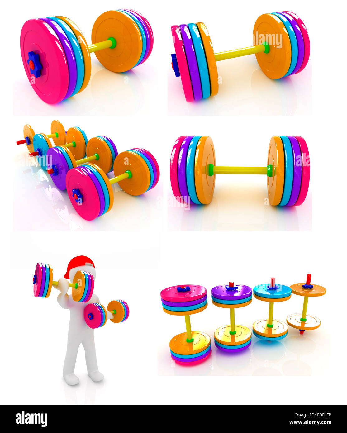 Dumbbells set on a white background Stock Photo - Alamy
