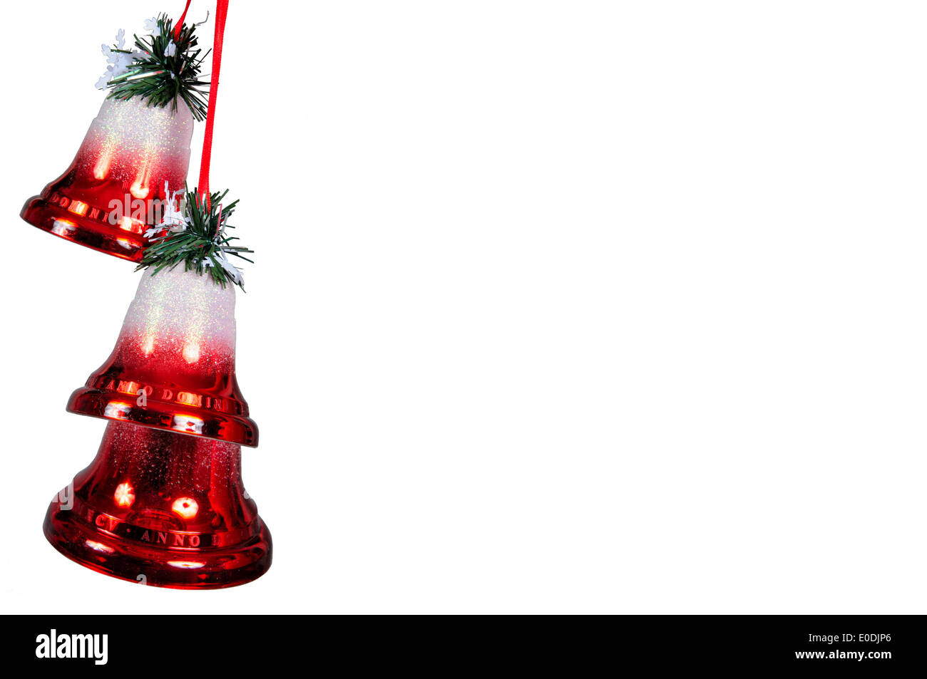 Three red bells against a white background Stock Photo - Alamy