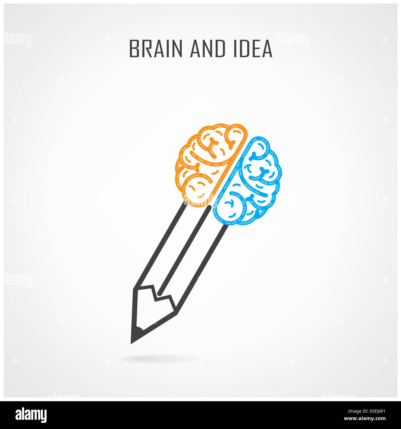 Creative right and left brain and pencil symbol.creative sign ,abstract ...