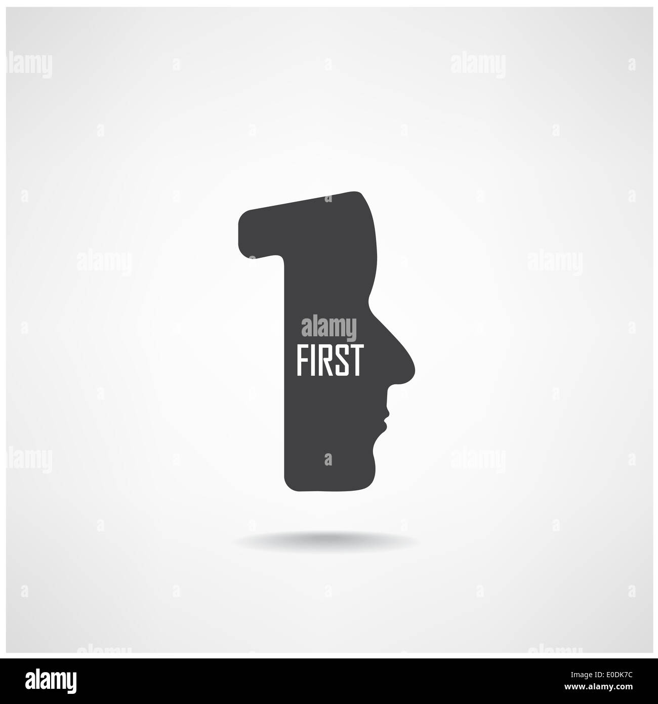 number one silhouette head symbol, first sign Stock Photo - Alamy