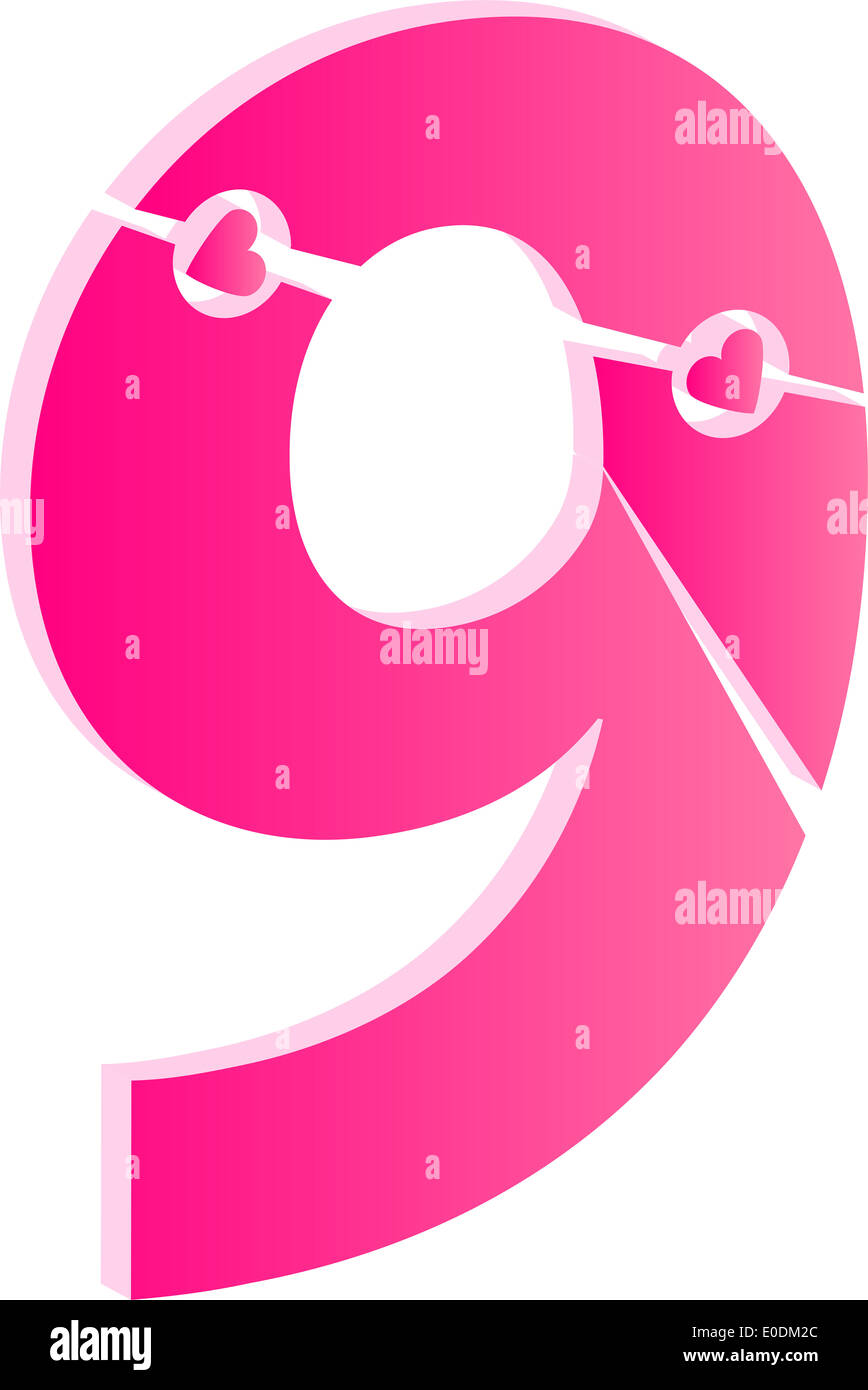 3D Number 9 Love Concept Vector Illustration Stock Photo - Alamy