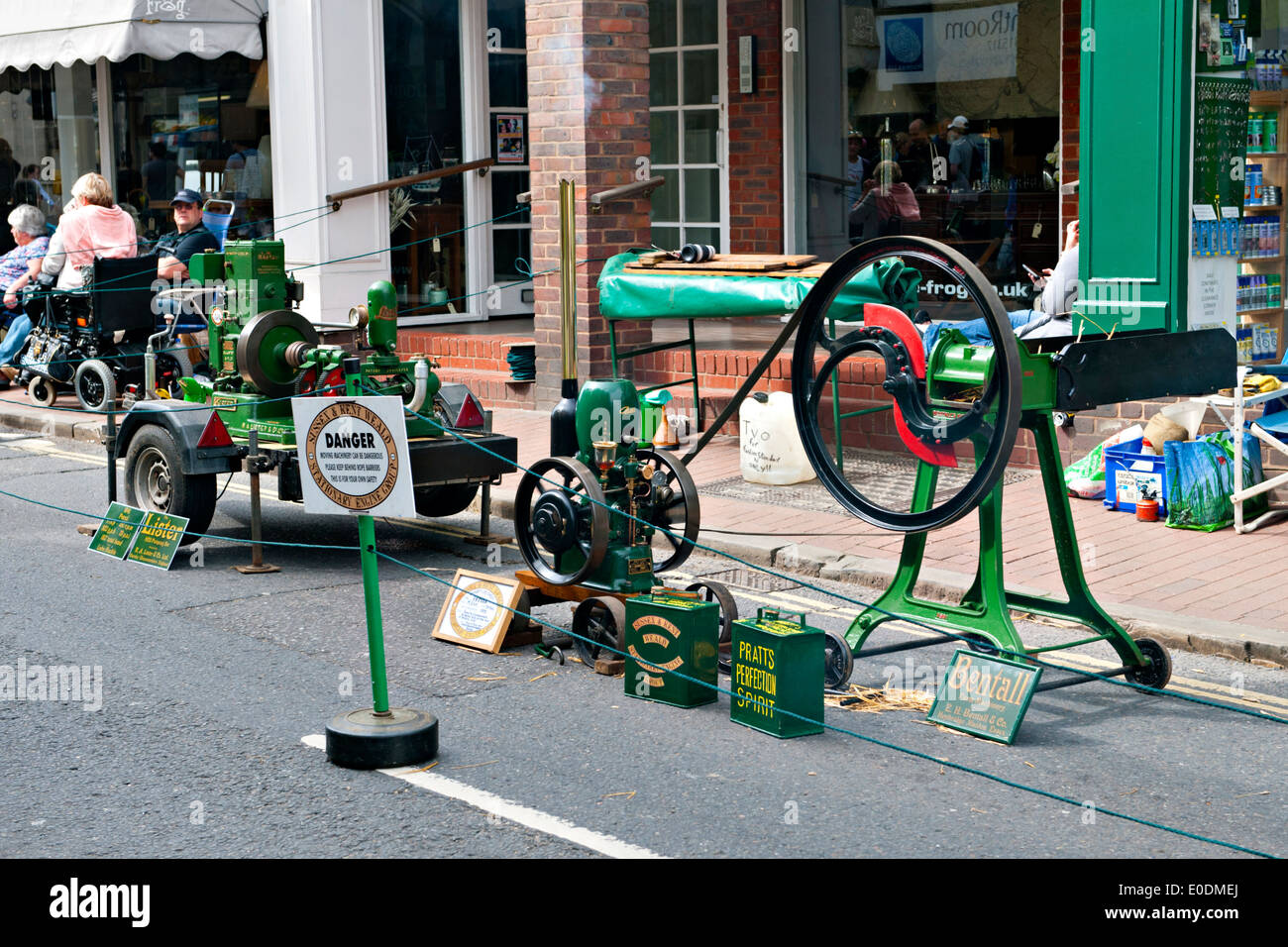 Stationary engine enthusiasts display their machines at a town fair ...