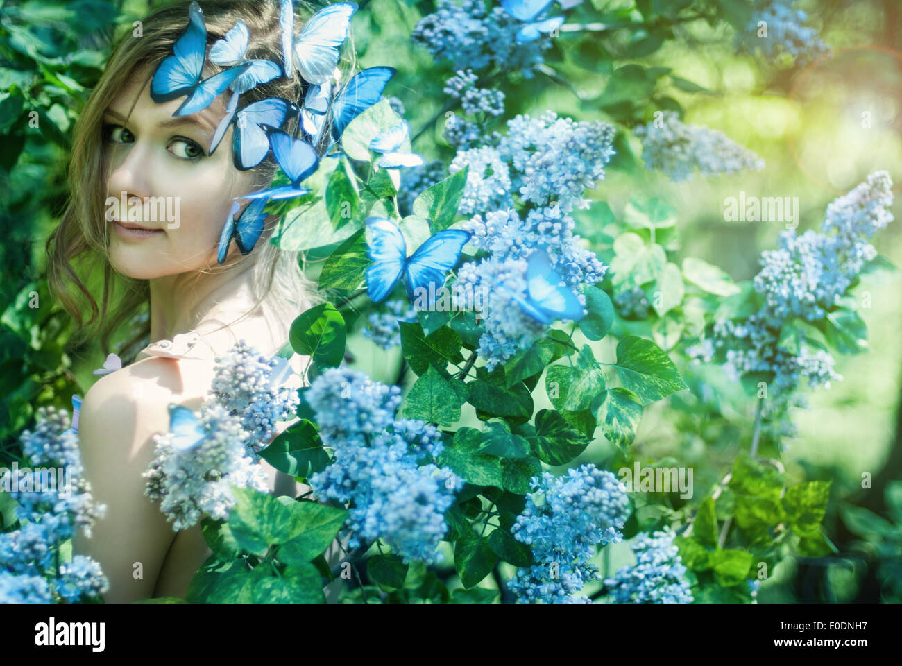 Beautiful Spring Girl with flowers Stock Photo - Alamy