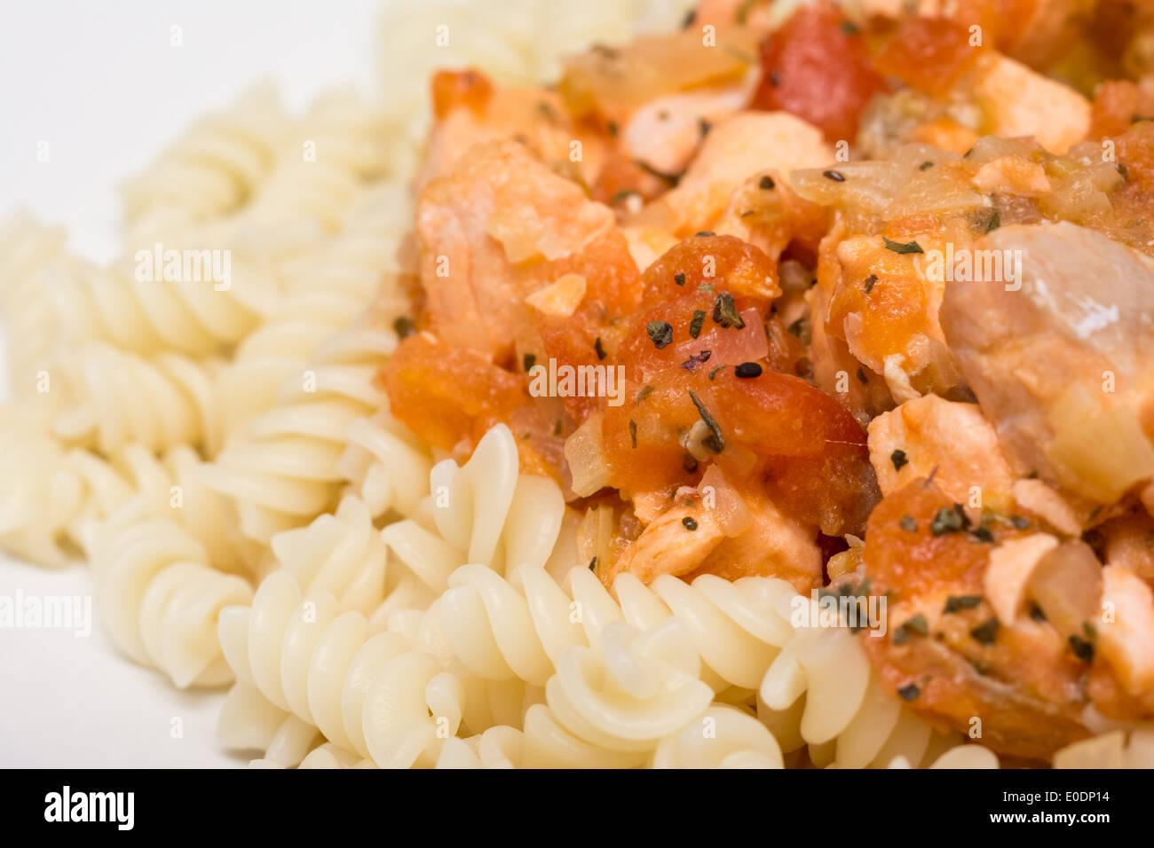 Italian Spiral Pasta And Fresh Cooked Salmon Stock Photo - Alamy