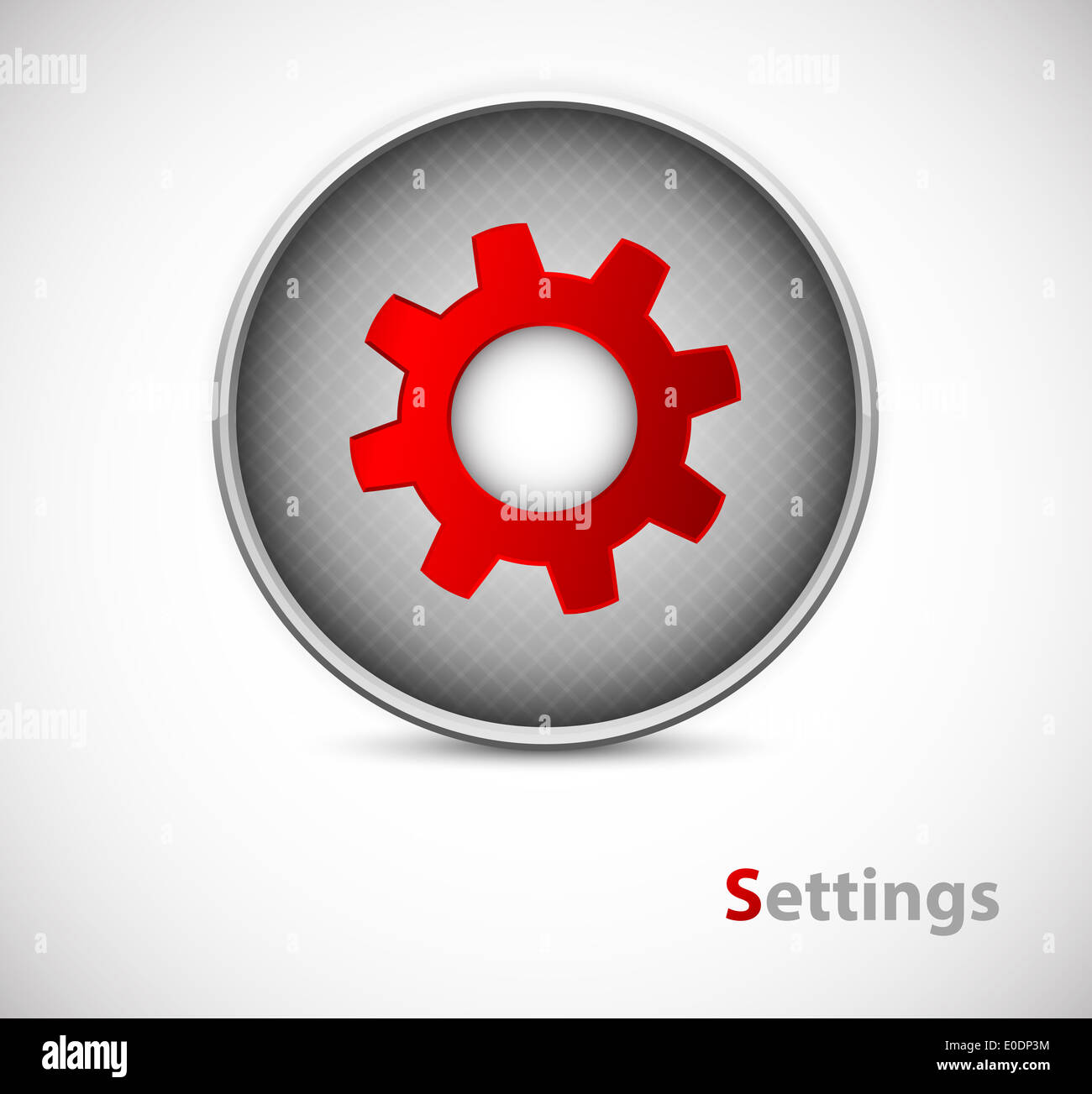 Button with red cog wheel Stock Photo - Alamy