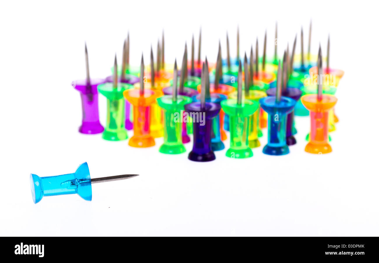 Set of colorful push pins isolated on a white background Stock Photo ...