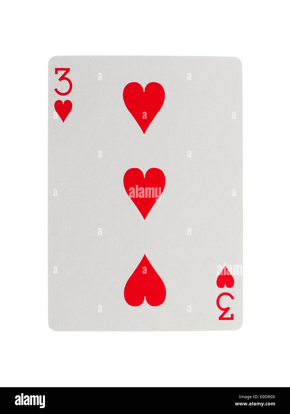 Old playing card (three) isolated on a white background Stock Photo - Alamy