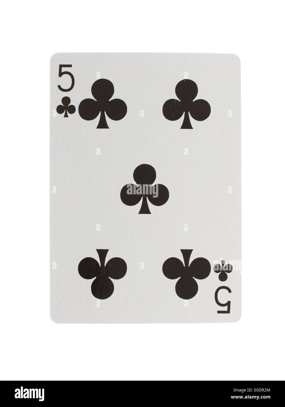 Playing card (five) isolated on a white background Stock Photo - Alamy