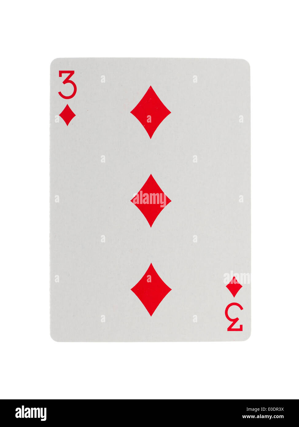 Old playing card (three) isolated on a white background Stock Photo - Alamy