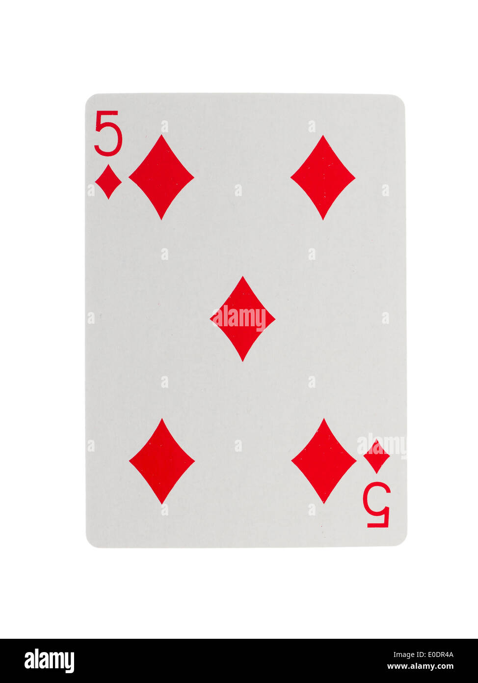 Old playing card (five) isolated on a white background Stock Photo - Alamy