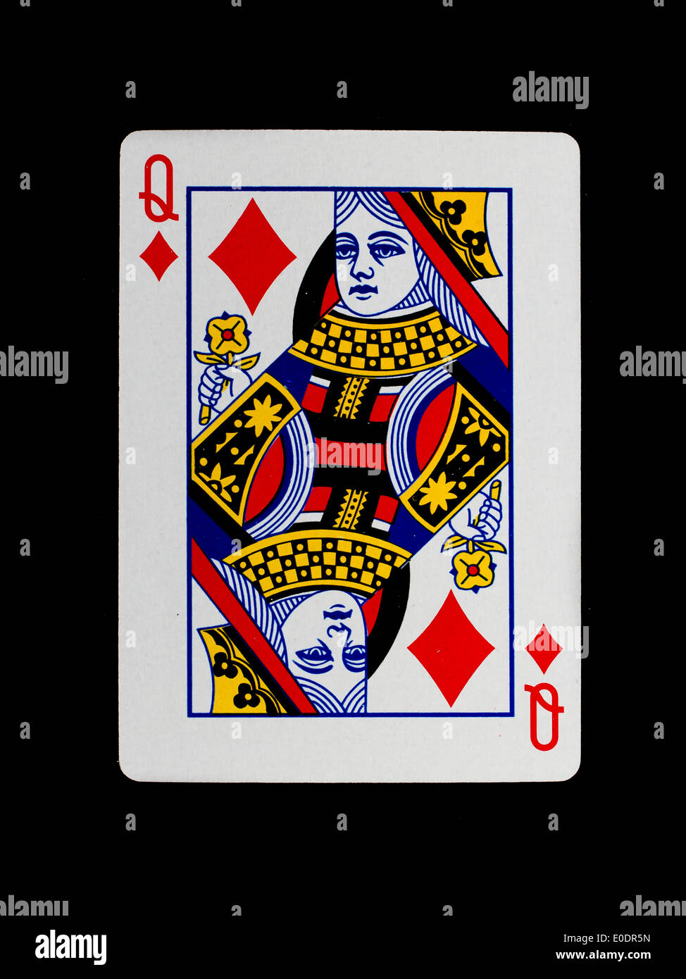 Old playing card (queen) isolated on a black background Stock Photo - Alamy