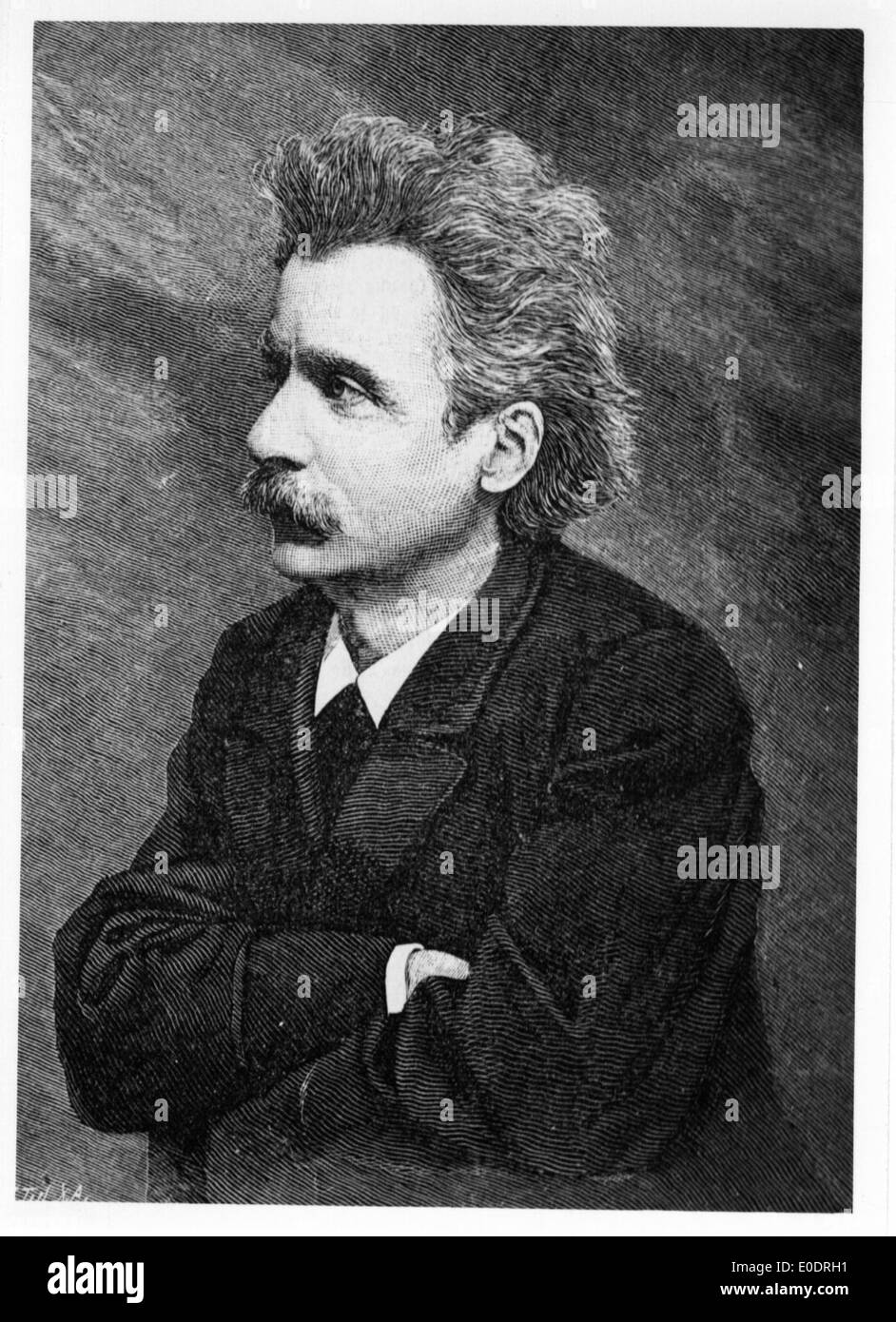 A portrait of the famous Norwegian composer Edvard Grieg, created in ...