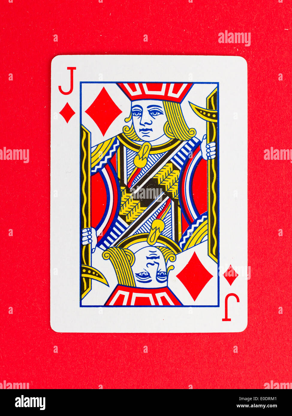 Playing card (jack) isolated on a red background Stock Photo - Alamy