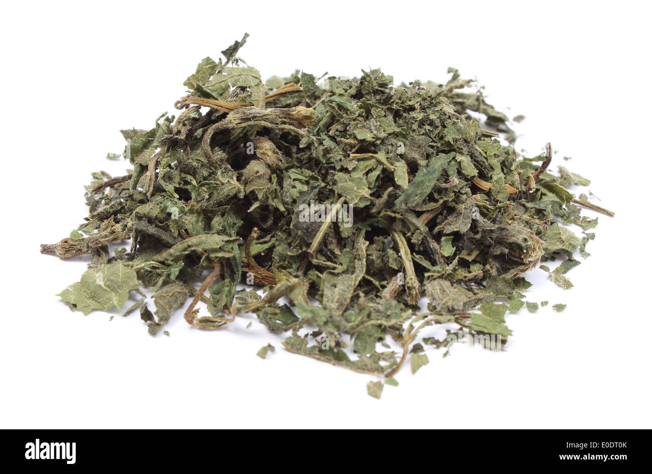 Closeup of dried nettle, heap of dried nettle isolated on white ...