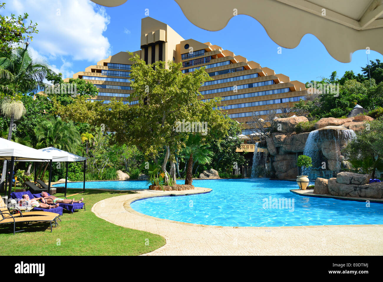 Swimming pool at Cascades Hotel, Sun City holiday resort, Pilanesberg ...