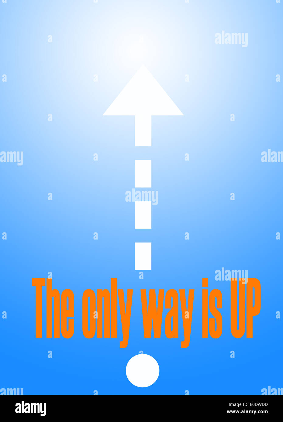 Motivational concept with an arrow pointing up on light blue background ...