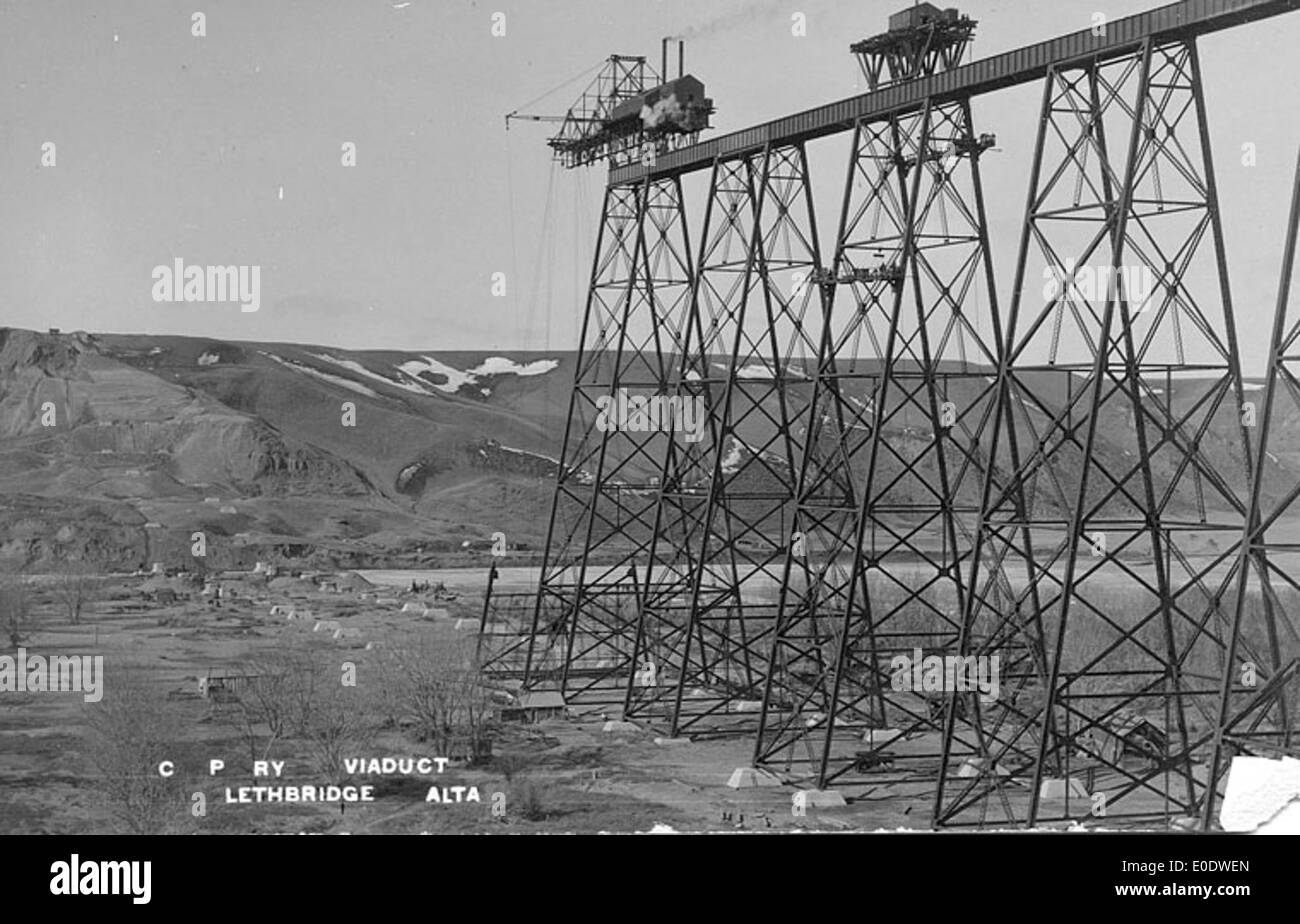 This image shows a stage of construction on the High Level Bridge ...