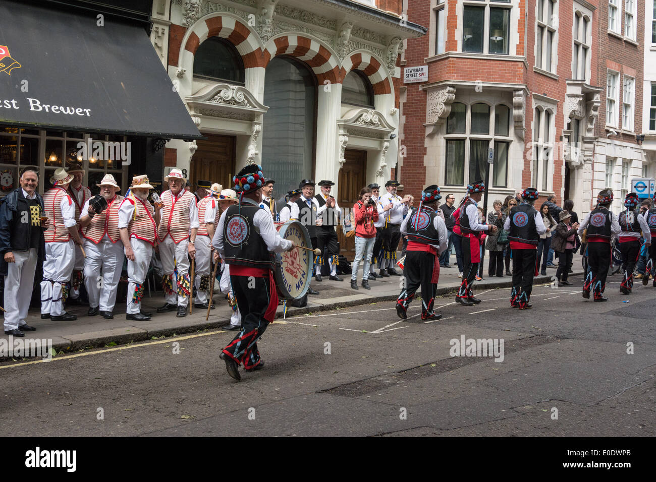 London, UK. 10th May, 2014. Morris Men dance outside the Westminster ...
