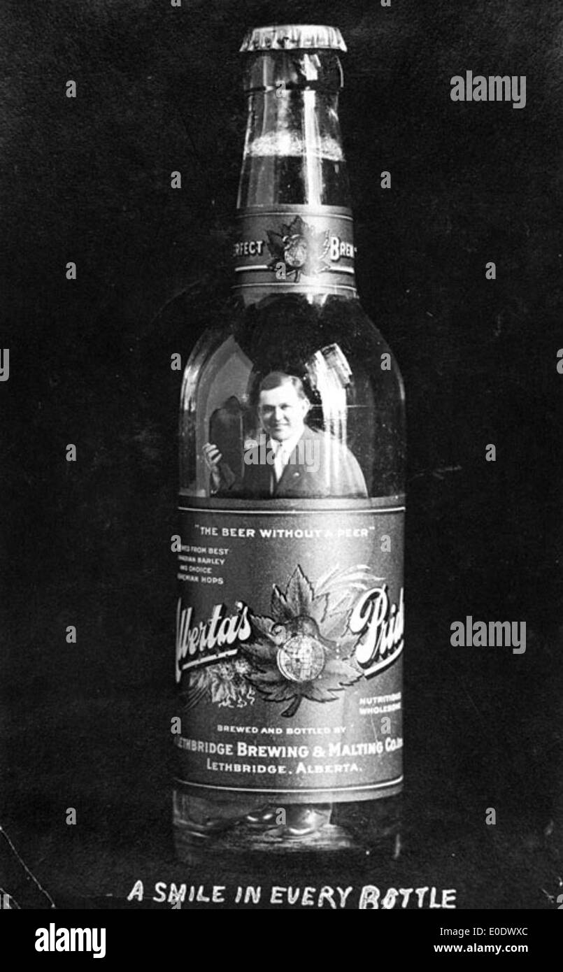 An advertisement for 'Alberta's Pride' beer, produced by Lethbridge ...