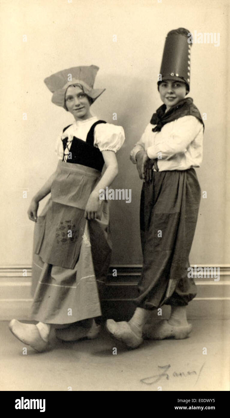 A black-and-white photograph from the 1930s showing two children ...