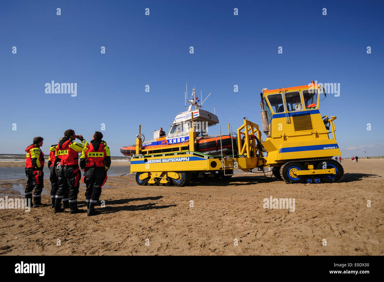 Lifeguards and lifeboat on the beach, Noordwijk aan Zee, Netherlands ...