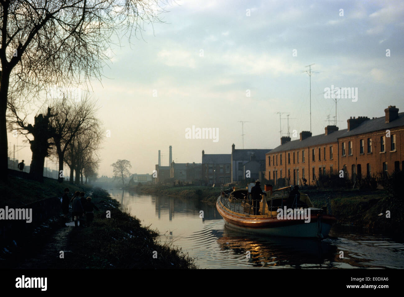 Boat On Grand Canal, Dublin City, County Dublin, Ireland Stock Photo ...
