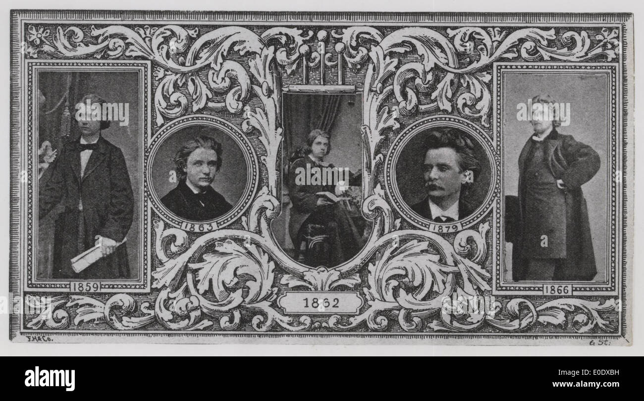 This portrait collage of Edvard Grieg highlights the renowned Norwegian ...