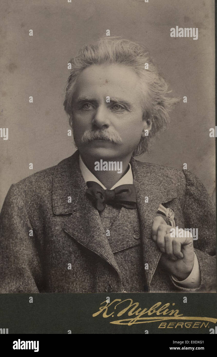 A portrait of Norwegian composer Edvard Grieg, capturing his likeness ...