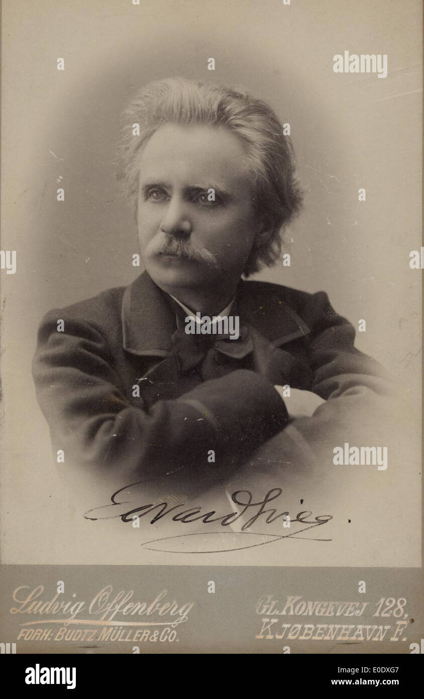 This portrait of Edvard Grieg, accompanied by various dates and ...