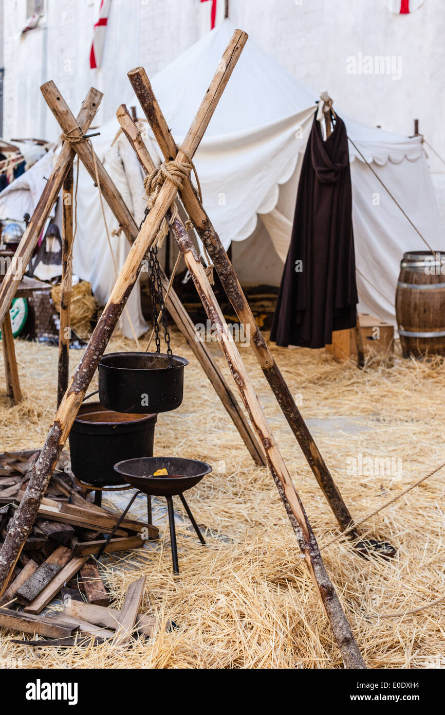 a medieval campfire during a medieval fair in italy Stock Photo - Alamy