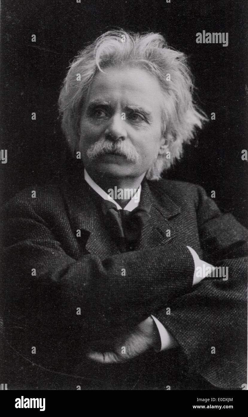 A portrait of Edvard Grieg, the famous Norwegian composer, captured in ...