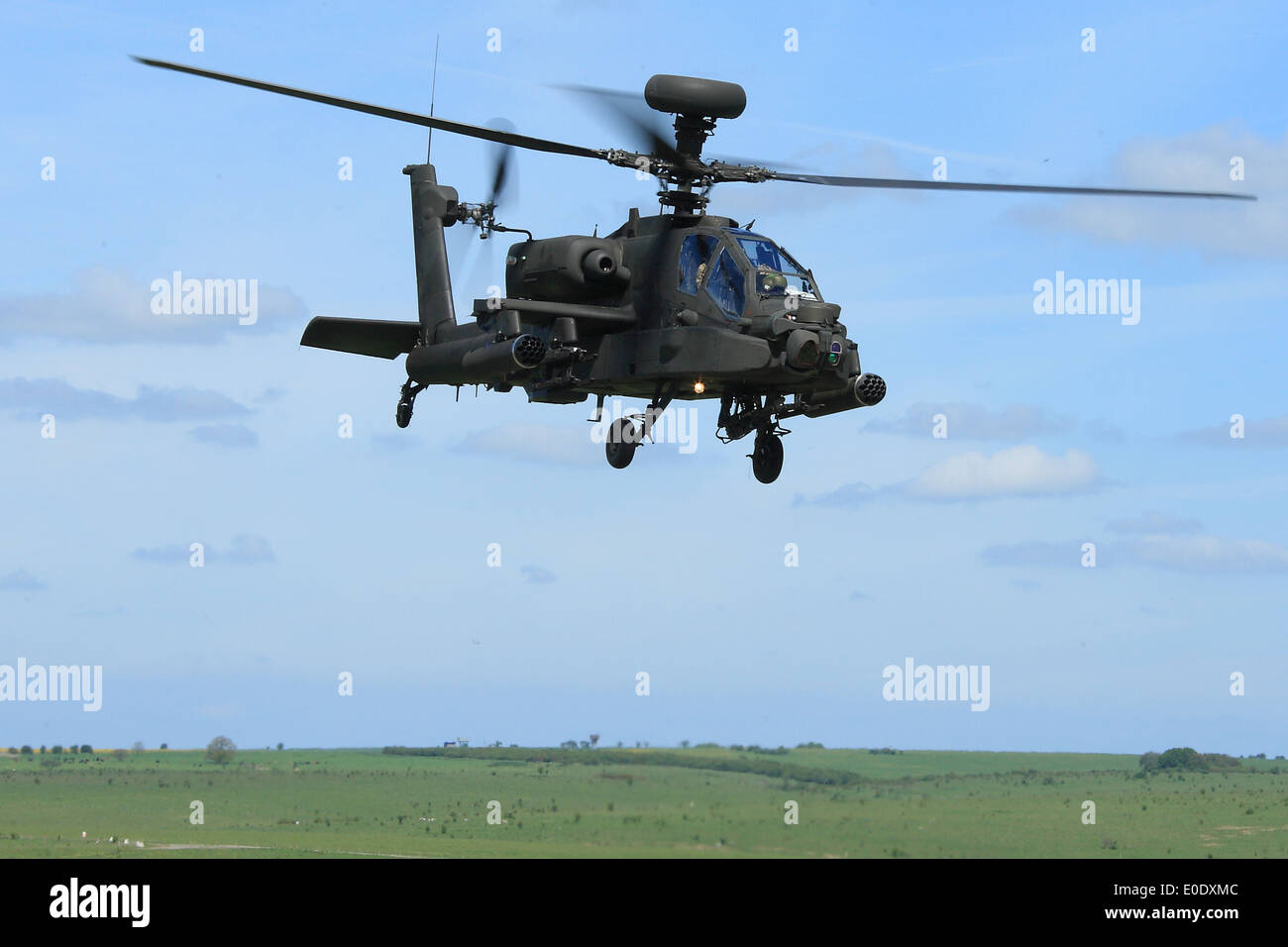 Army Air Corps Apache AH1 on a low level flight across Salisbury Plain ...