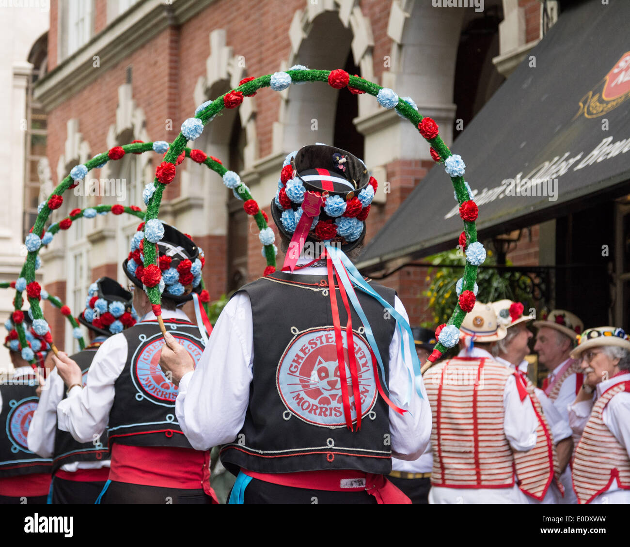 London, UK. 10th May, 2014. Morris Men dance outside the Westminster ...