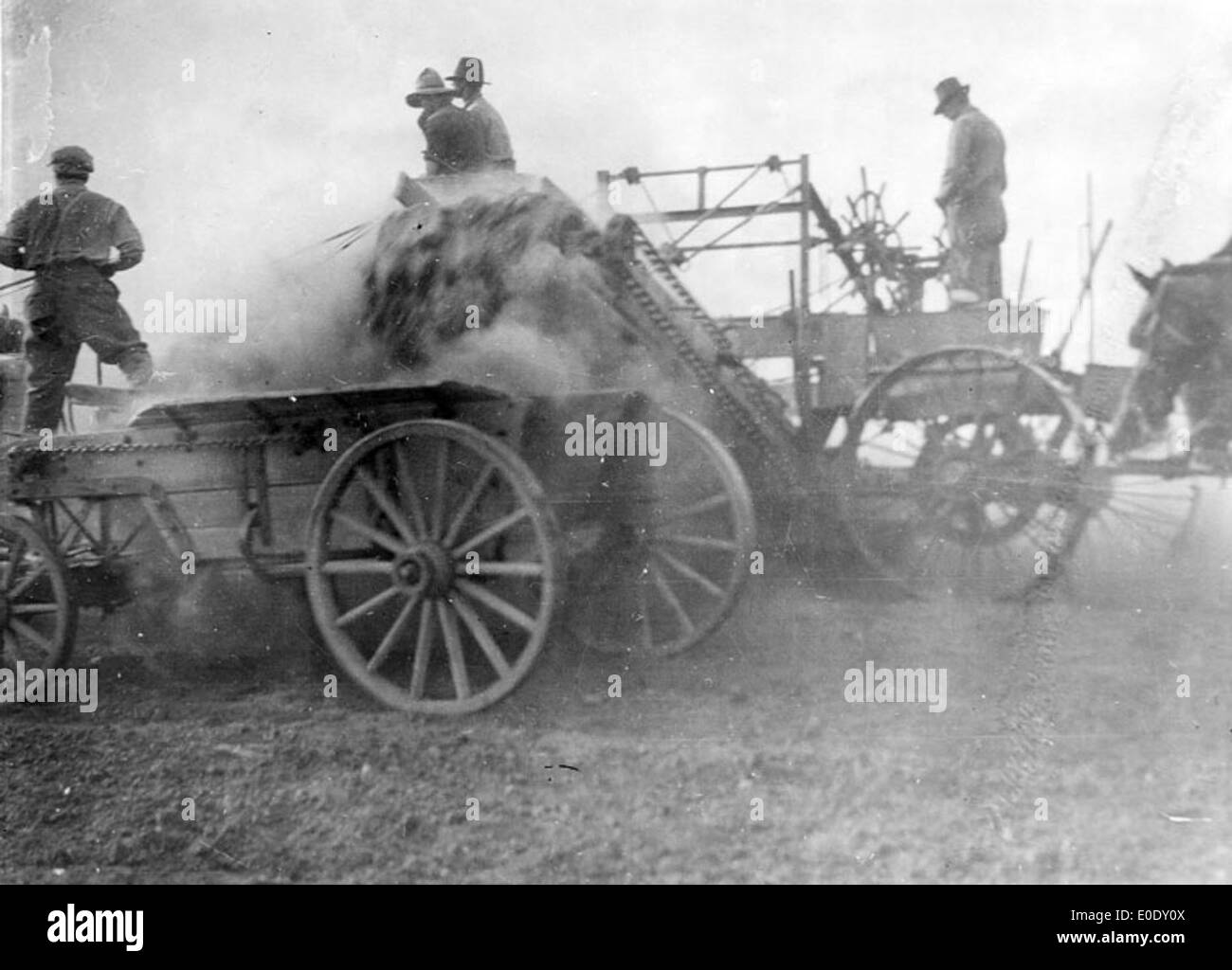 This historical image depicts the construction of the Northern ...